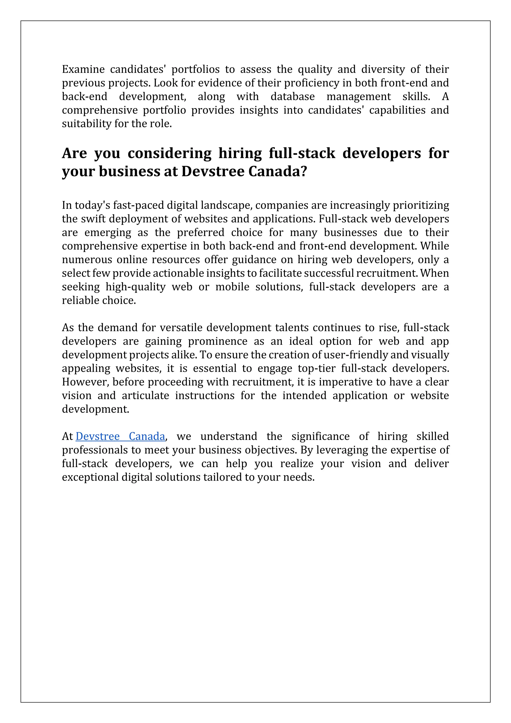 A Comprehensive Guide Hiring Full Stack Developers For Your Businesspdf