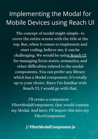 A comprehensive guide on developing responsive and common react filter component | PDF | Web ...