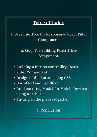 A comprehensive guide on developing responsive and common react filter component | PDF | Web ...
