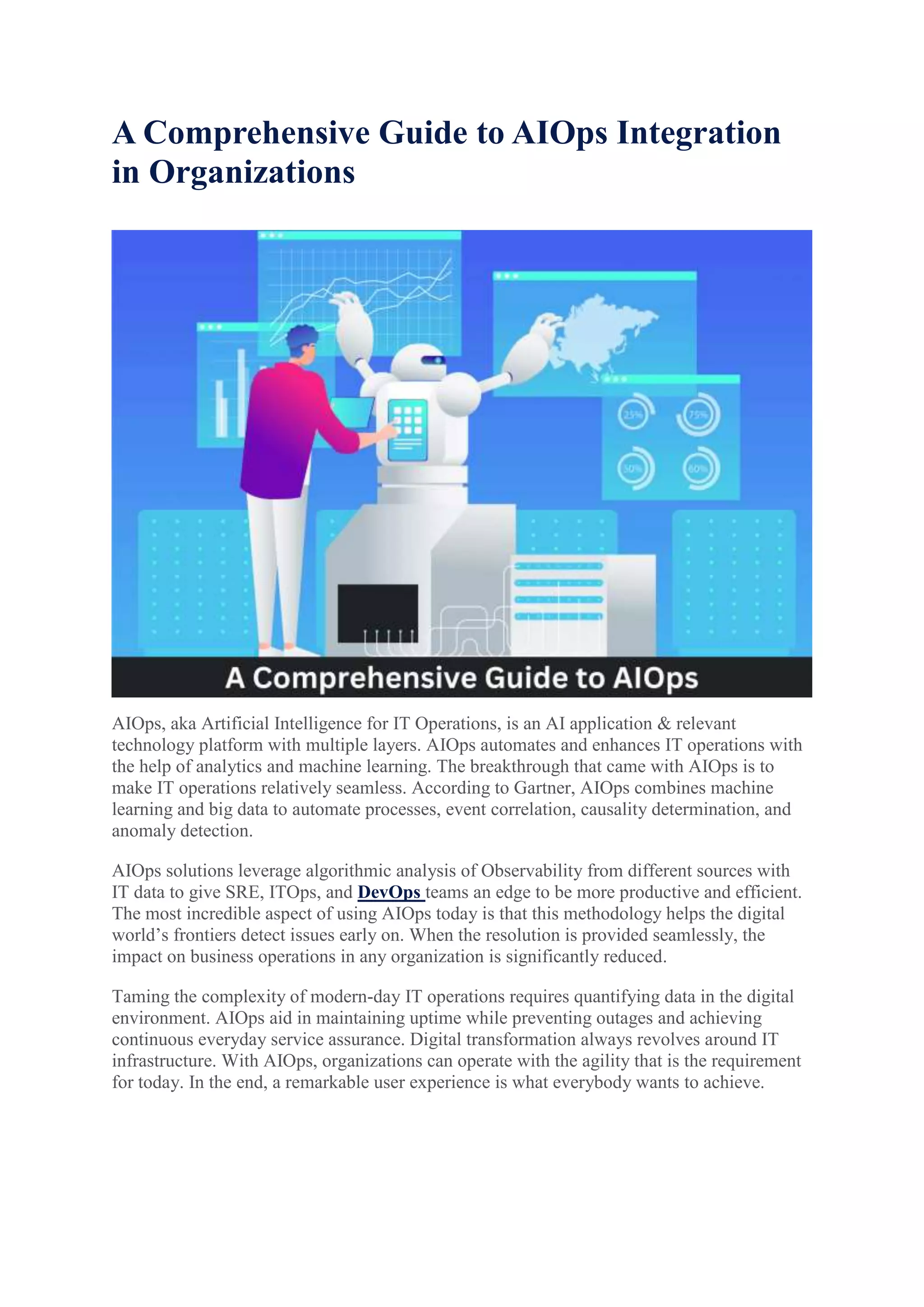 A Comprehensive Guide to AIOps Integration in Organizations | PDF