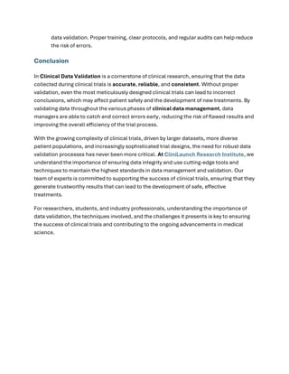 A Comprehensive Guide to Clinical Data Validation | PDF