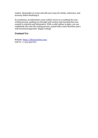 Mastering the Art of Informative Essay Outlines: A Step-by-Step Example ...