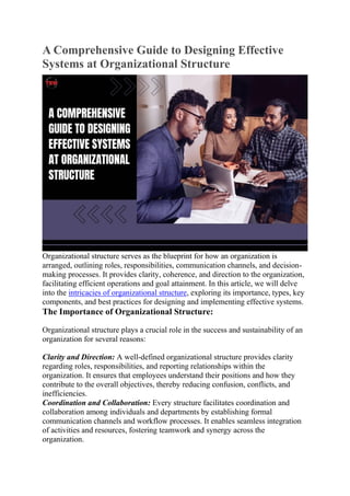 Designing Effective Systems at Organizational Structure | The ...