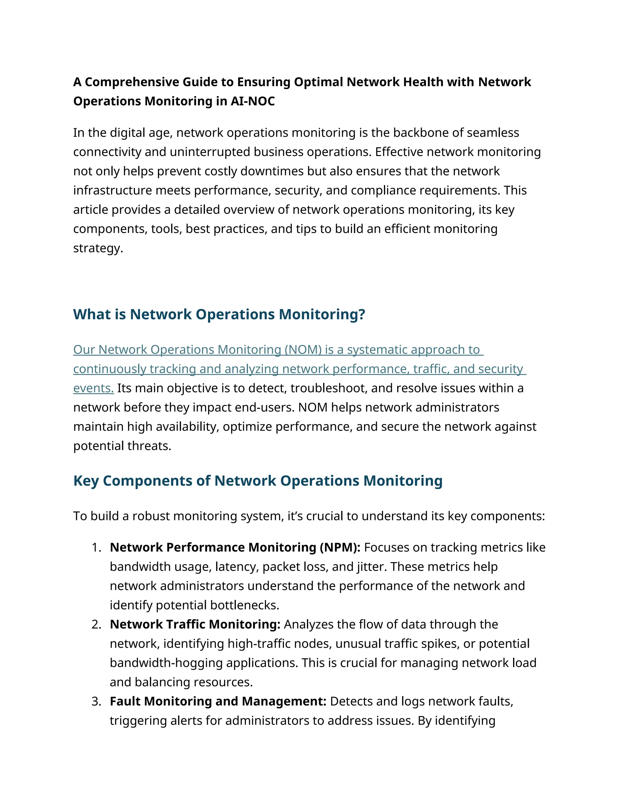 A Comprehensive Guide To Ensuring Optimal Network Health With Network Operations Monitoring In