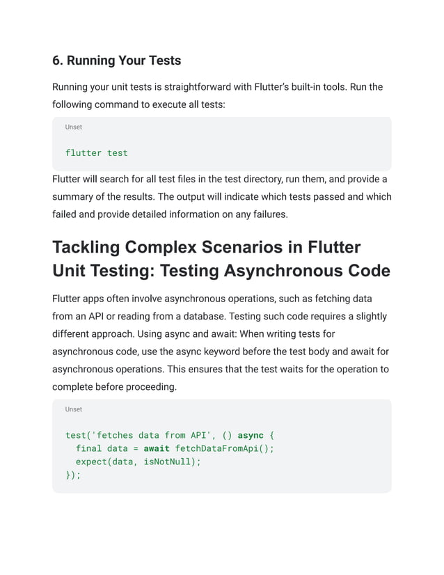 A Comprehensive Guide To Essential Workflows For Improving Flutter Unit Testingpdf Free Download