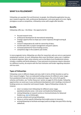 A Comprehensive Guide To Fellowship Applications | PDF