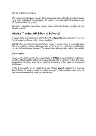 Know About HR and Payroll Software with Simple Procedure | PDF