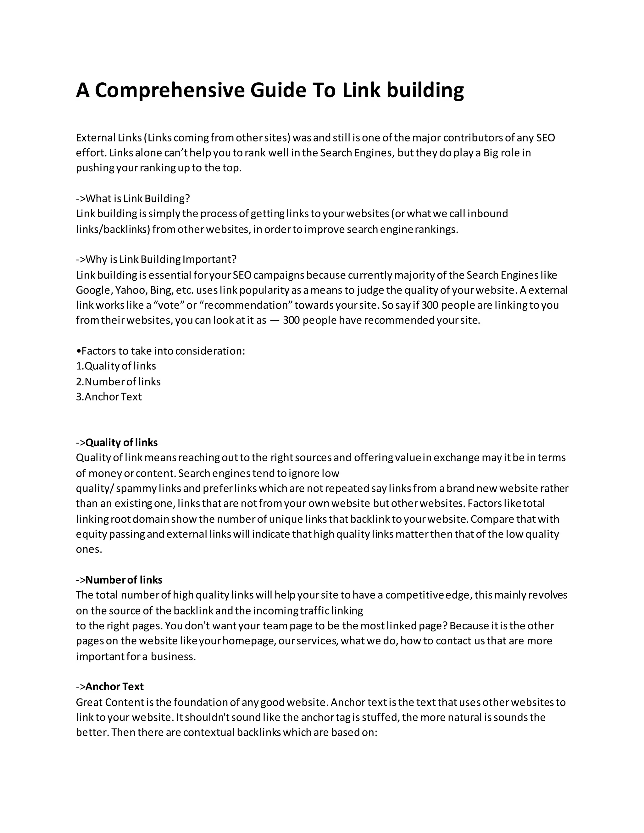 A comprehensive guide to link building | DOCX