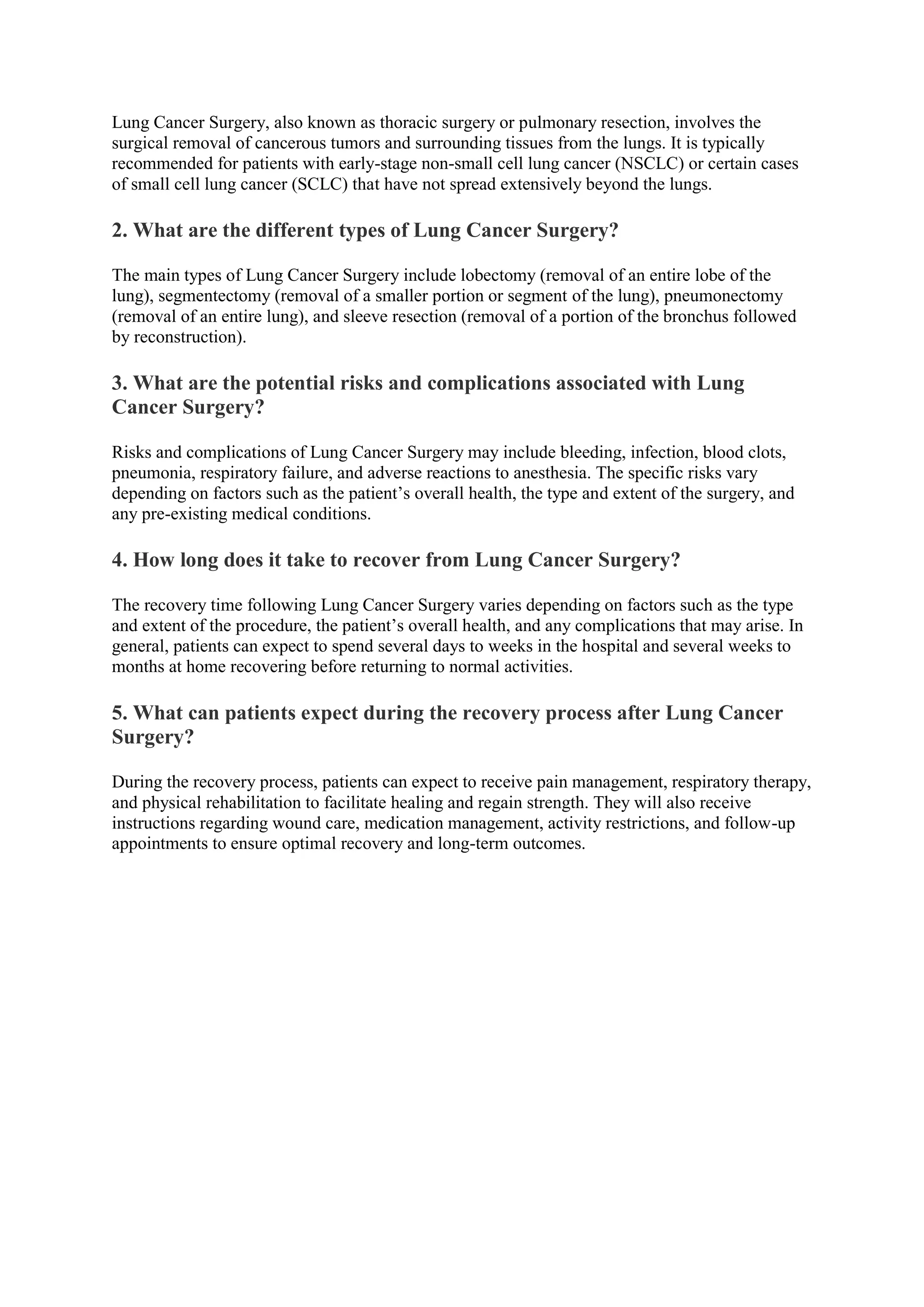 Lung Cancer Surgery: Types, Procedures, and Recovery | The Lifesciences ...