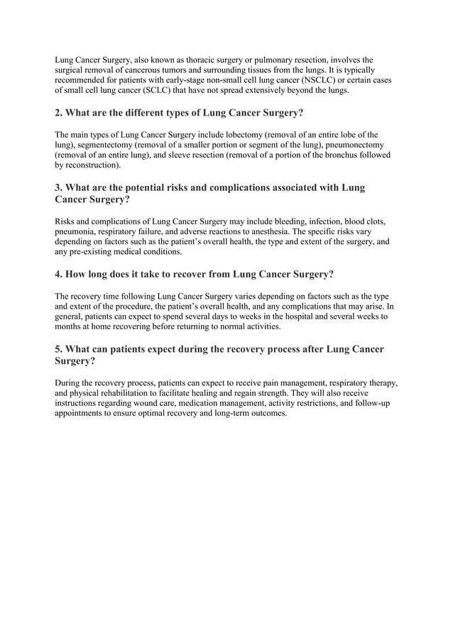 Lung Cancer Surgery: Types, Procedures, and Recovery | The Lifesciences ...
