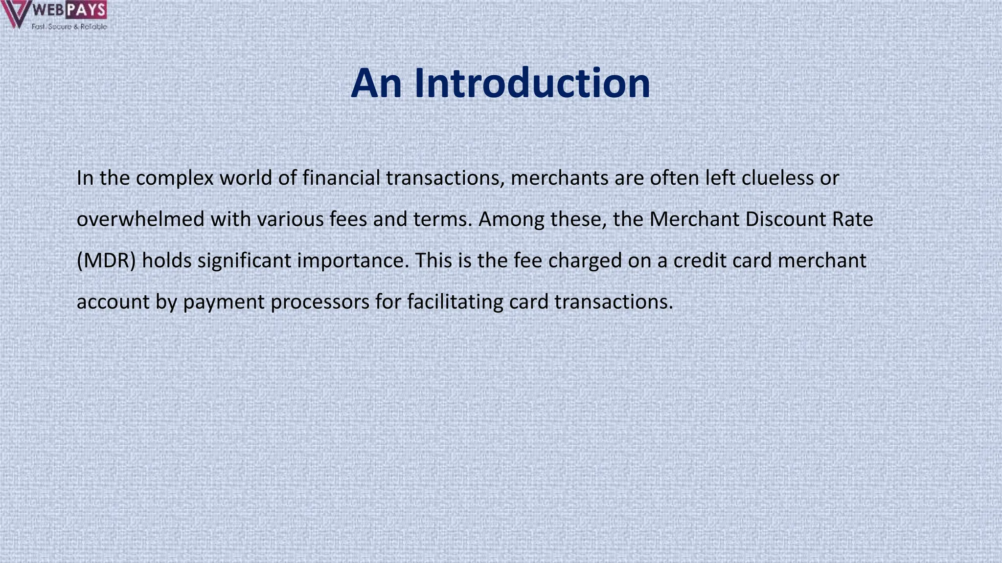 A Comprehensive Guide To Merchant Discount Rate | PPTX