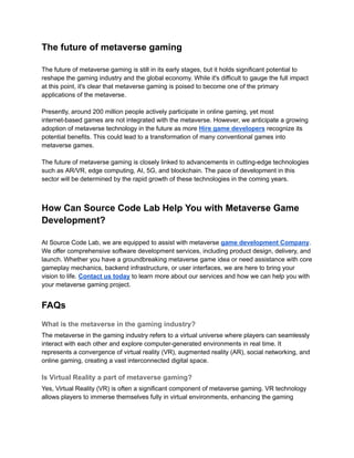 A Comprehensive Guide to Metaverse Game Development | PDF