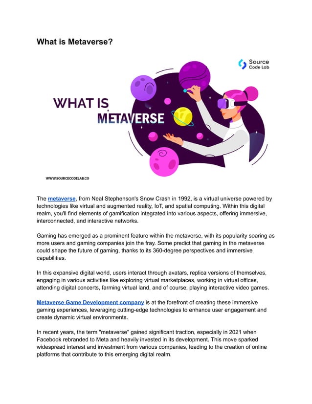 A Comprehensive Guide to Metaverse Game Development | PDF