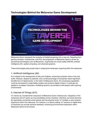 A Comprehensive Guide to Metaverse Game Development | PDF