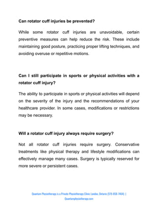 A Comprehensive Guide to Rotator Cuff Injuries | PDF