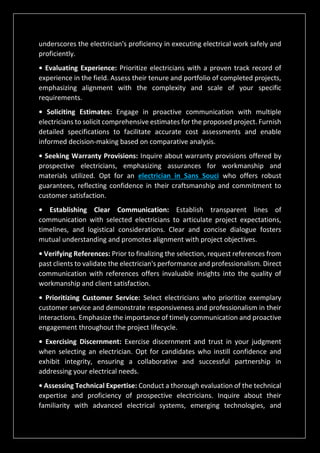 A Comprehensive Guide to Selecting an Electrician | PDF