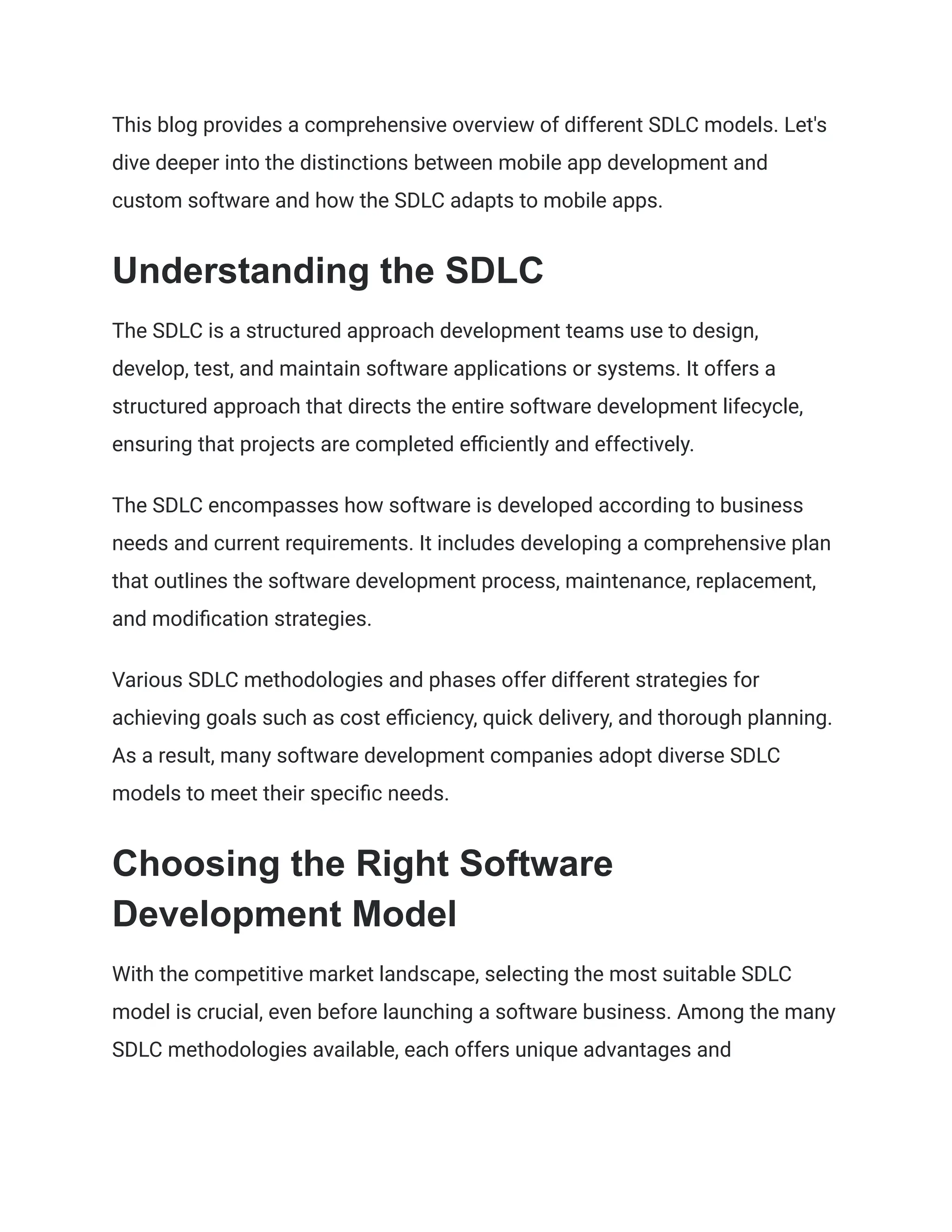 A Comprehensive Guide to Selecting the Best SDLC Model for Seamless ...