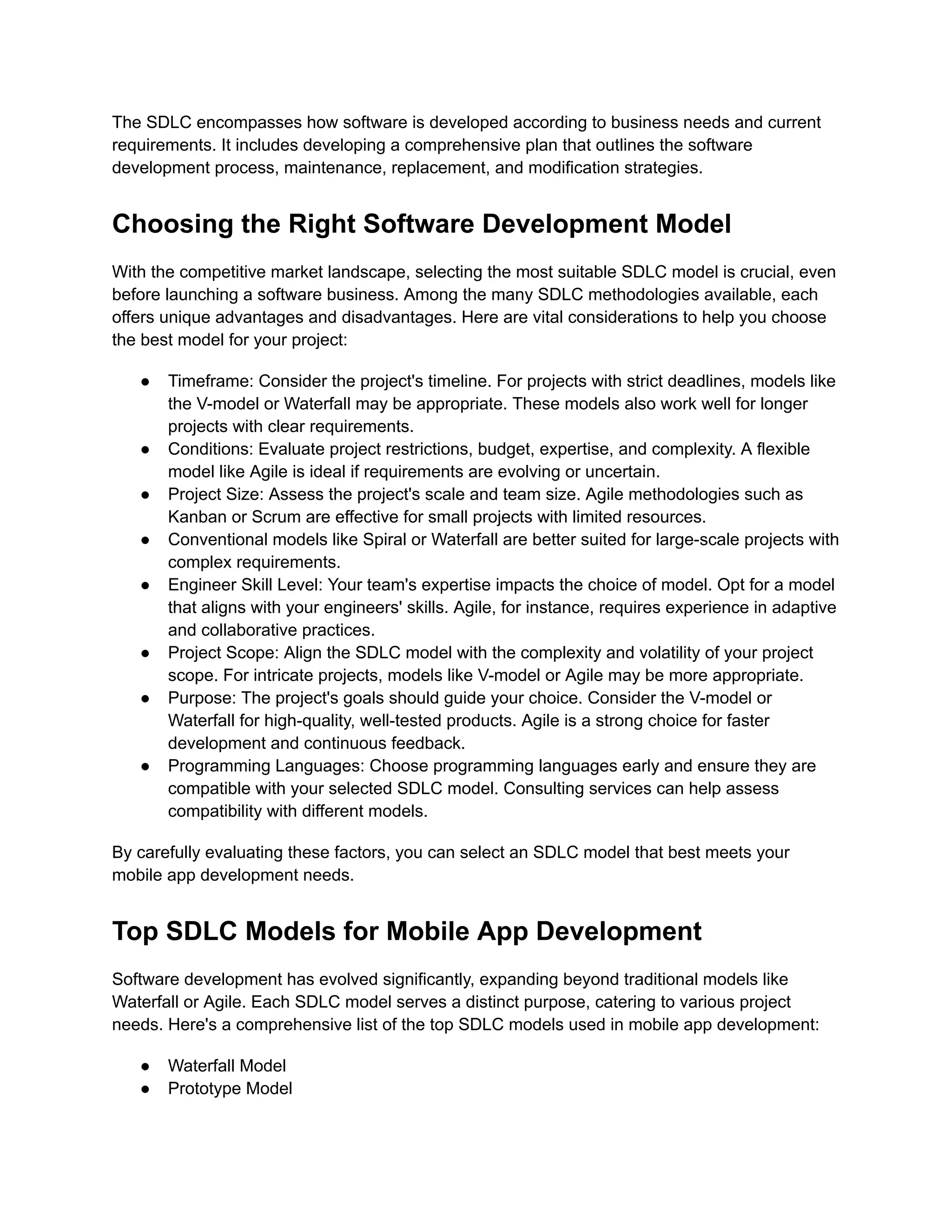 A Comprehensive Guide to Selecting the Best SDLC Model for Seamless ...