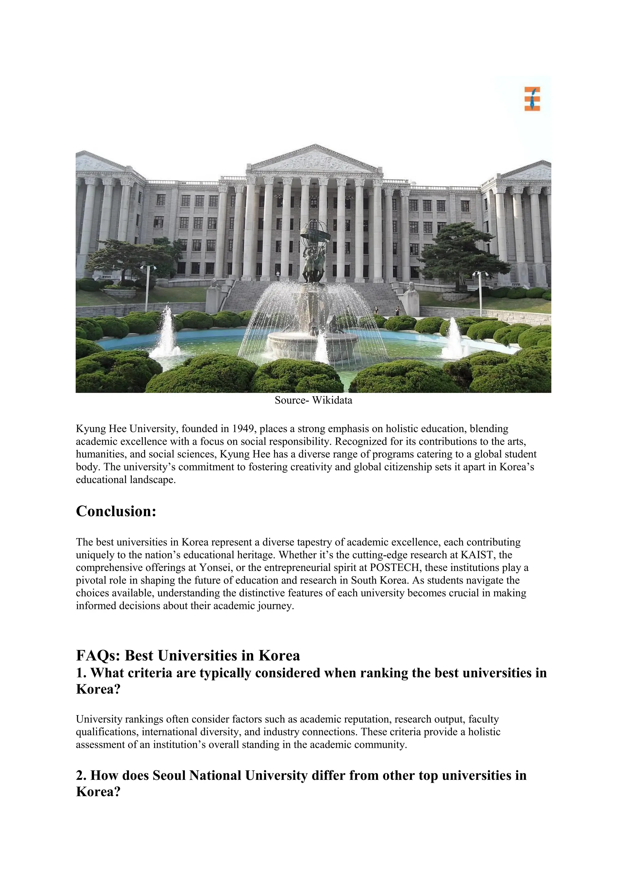 A Comprehensive Guide to the Best Universities in Korea | PDF