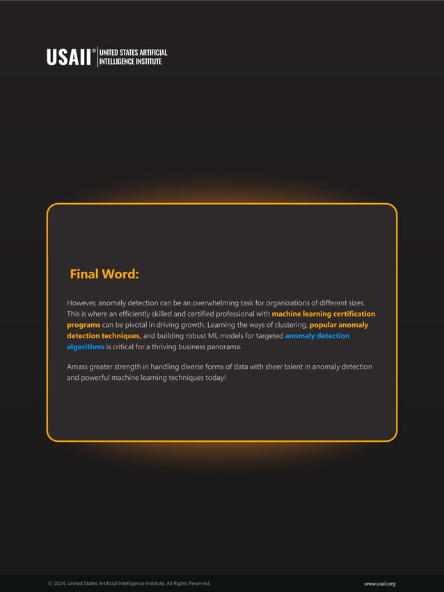 A Comprehensive Introduction to Anomaly Detection in Machine Learning | USAII® | PDF