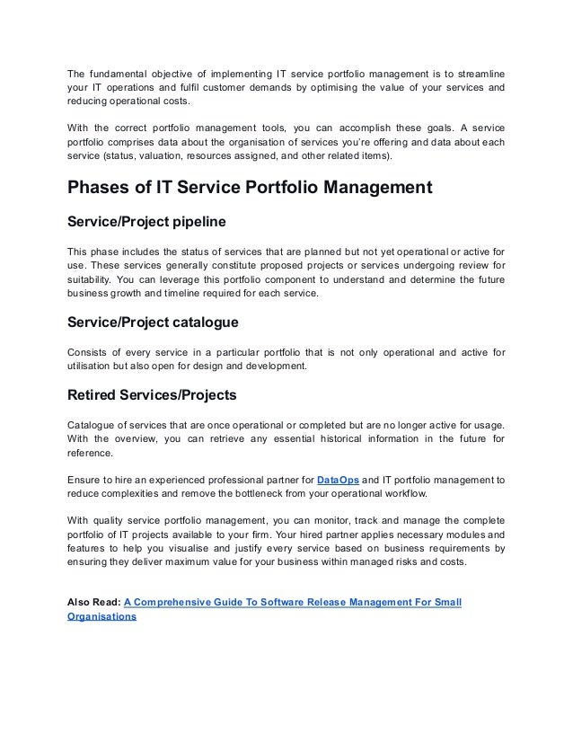 A Comprehensive Introduction To IT Service Portfolio Management | PDF