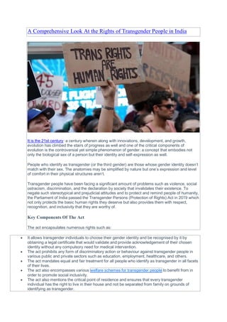 A Comprehensive Look At the Rights of Transgender People in India | PDF