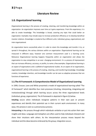 A Comprehensive Model of Organizational Learning | DOCX