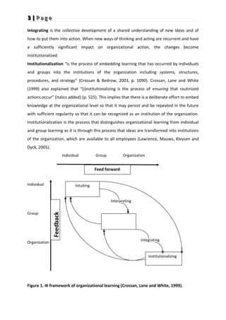 A Comprehensive Model of Organizational Learning | DOCX