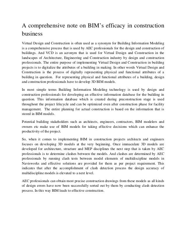 A comprehensive note on bim