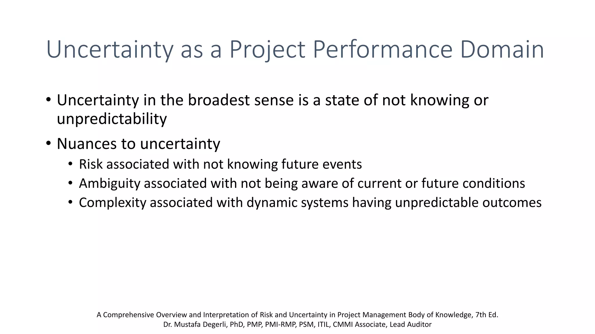 A Comprehensive Overview and Interpretation of Risk and Uncertainty in ...