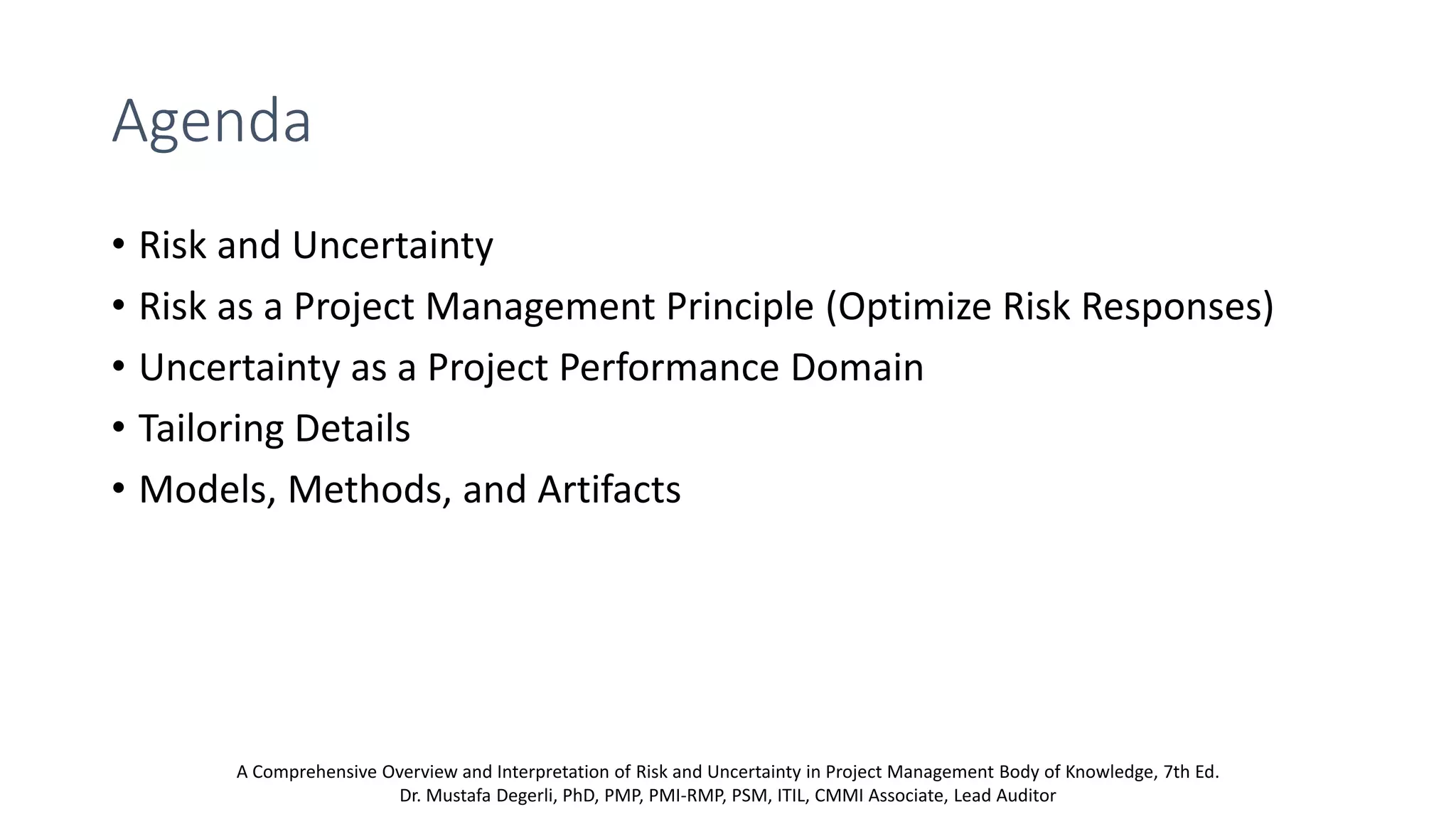A Comprehensive Overview and Interpretation of Risk and Uncertainty in ...