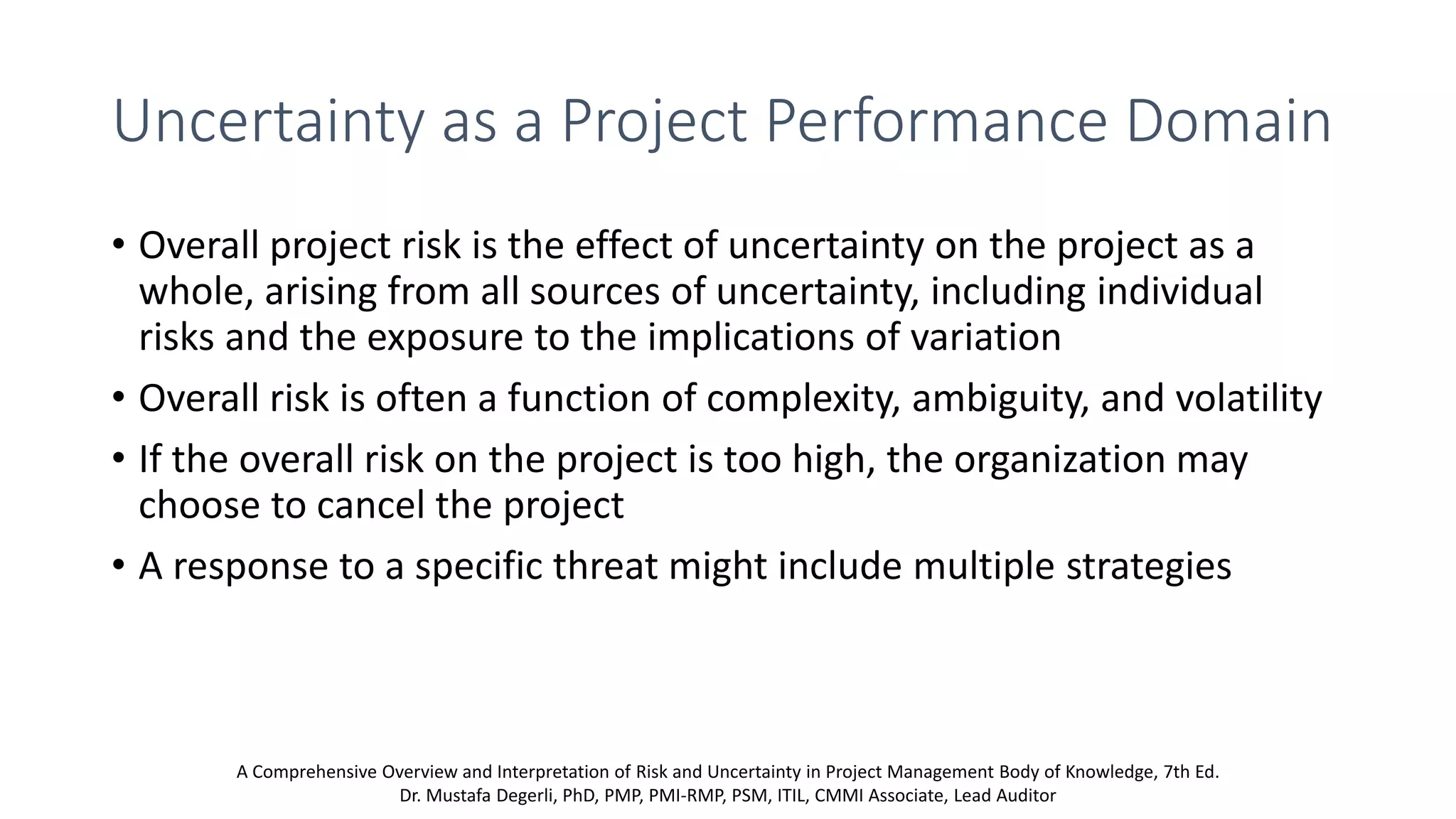 A Comprehensive Overview and Interpretation of Risk and Uncertainty in ...