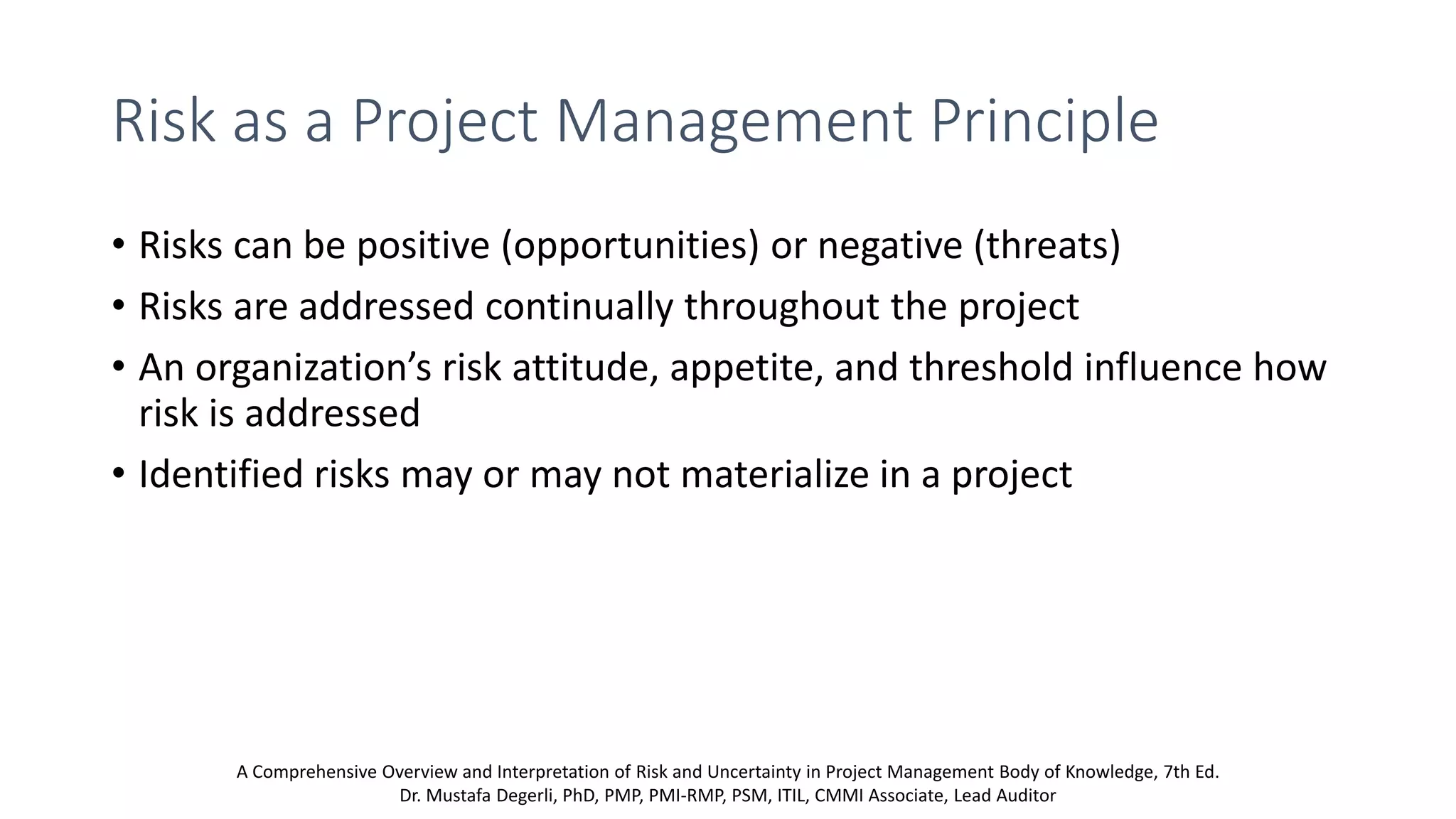 A Comprehensive Overview and Interpretation of Risk and Uncertainty in ...