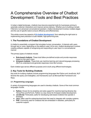 A Comprehensive Overview of Chatbot Development_ Tools and Best ...