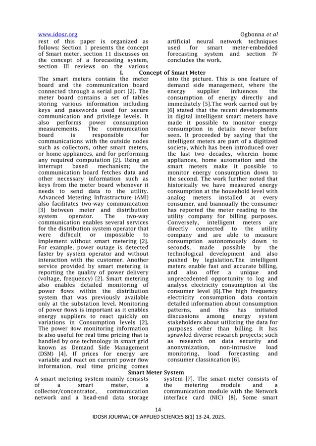 A Comprehensive Review of Artificial Neural Network Techniques Used for Smart Meter-Embedded ...