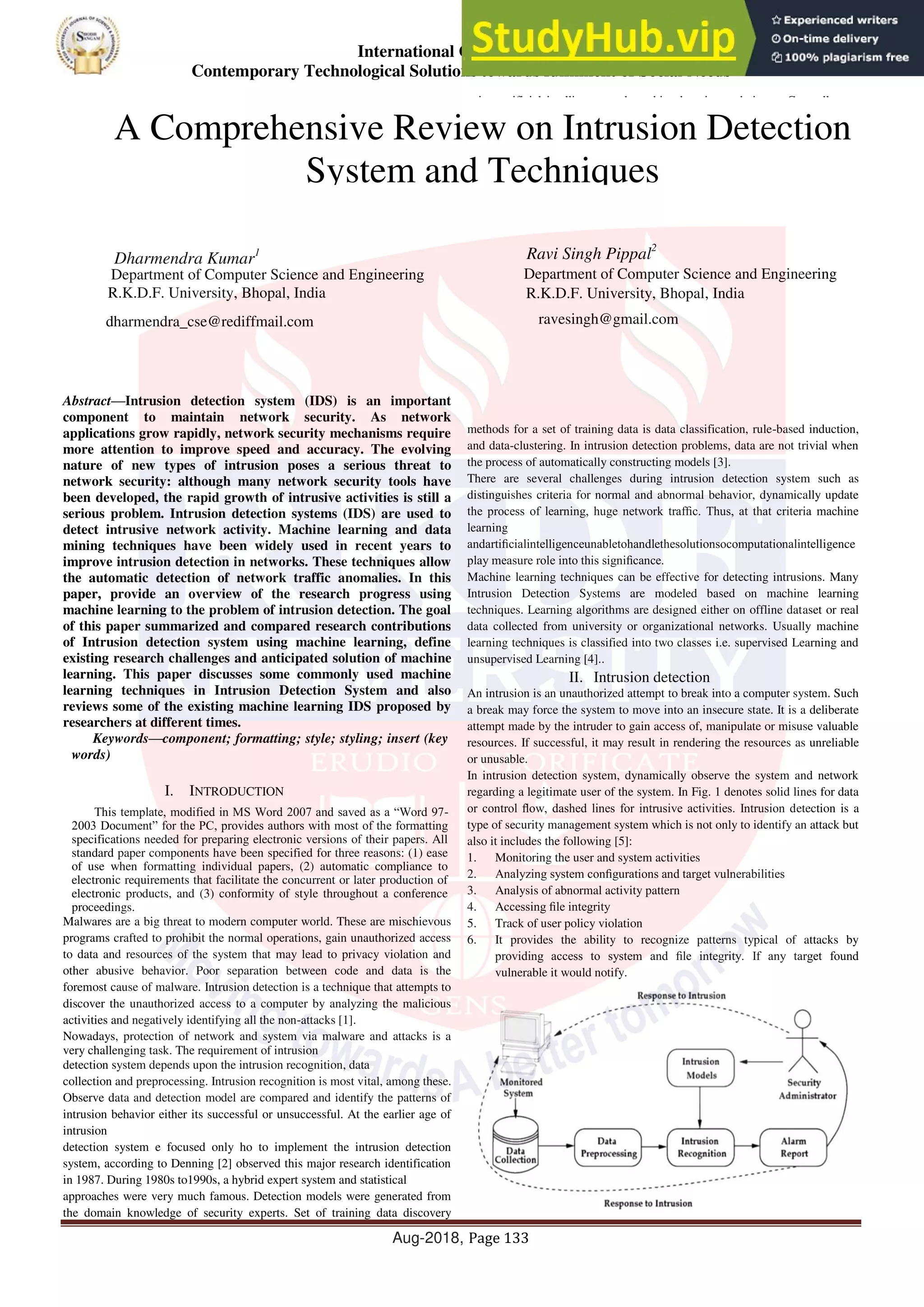 A Comprehensive Review On Intrusion Detection System And Techniques Pdf