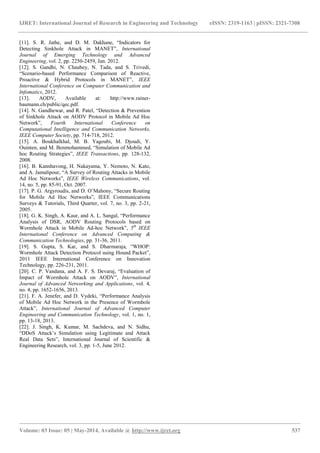 A comprehensive review on performance of aodv protocol for wormhole attack | PDF | Internet ...