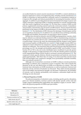 A Comprehensive Review on the Ground Granulated Blast Furnace Slag (GGBS) in Concrete Production ...