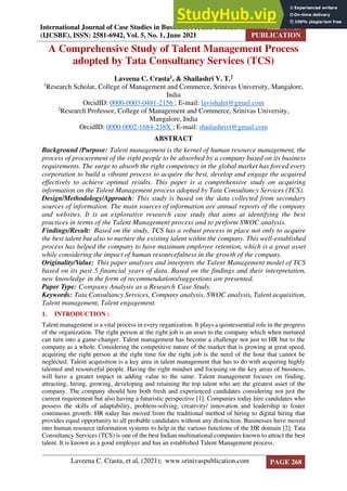 A Comprehensive Study Of Talent Management Process Adopted By Tata ...