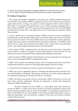 A COMPREHENSIVE STUDY ON BSNL REVIVAL CASE STUDY OF VOLUNTARY ...