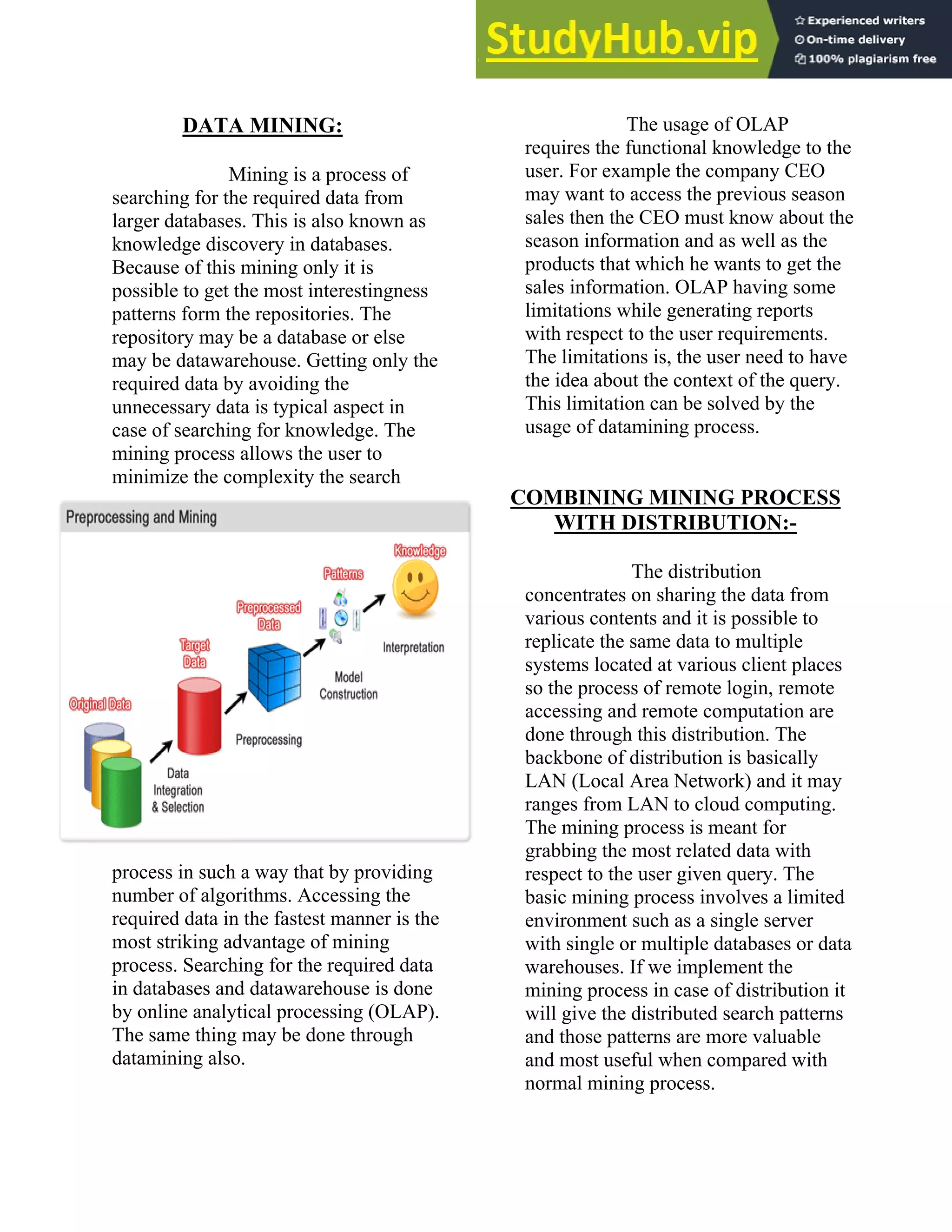 A Comprehensive Study On Data Mining Process With Distribution | PDF