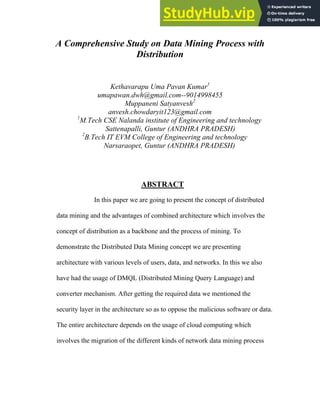 A Comprehensive Study On Data Mining Process With Distribution | PDF | Databases | Computer ...