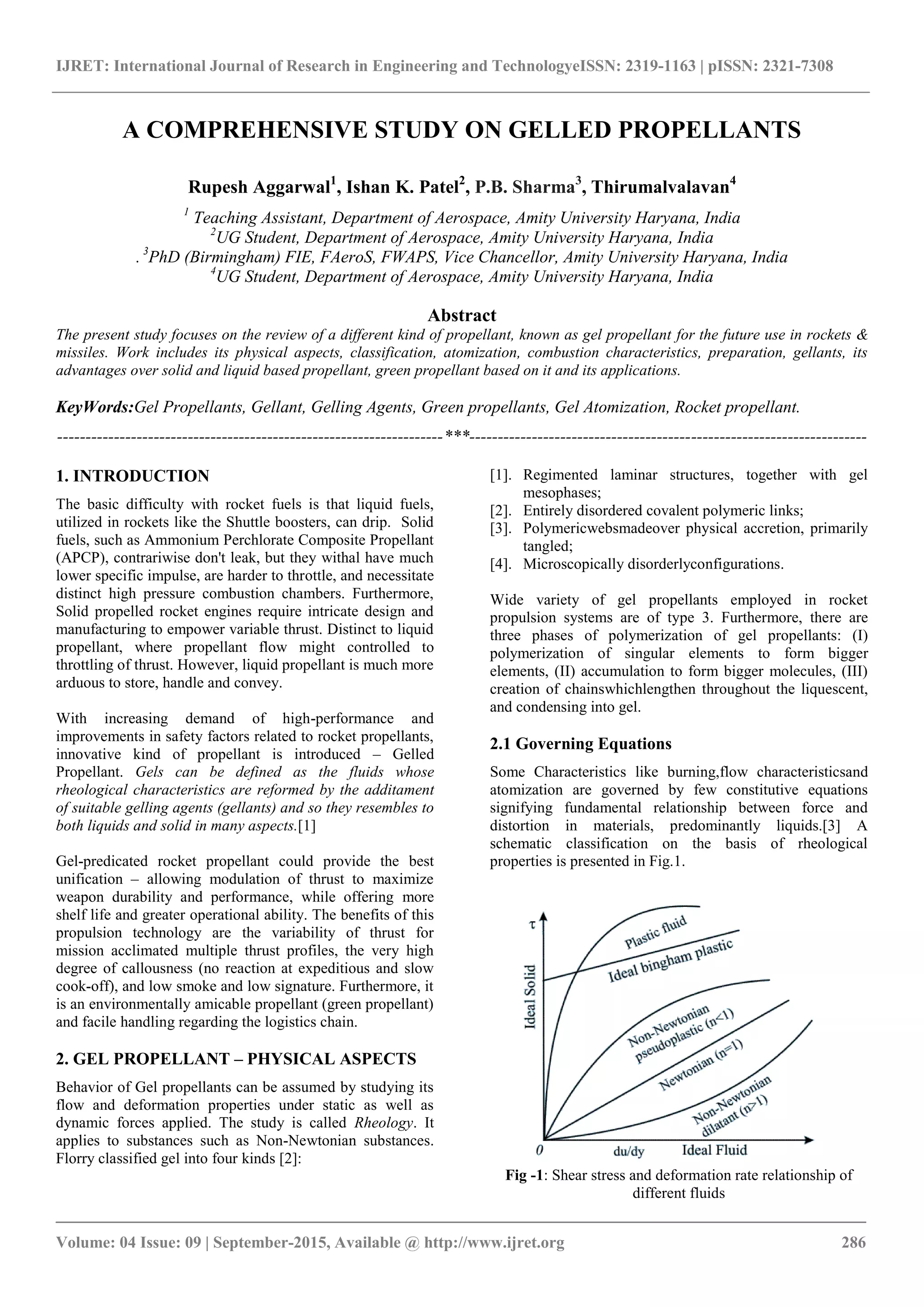 A comprehensive study on gelled propellants | PDF