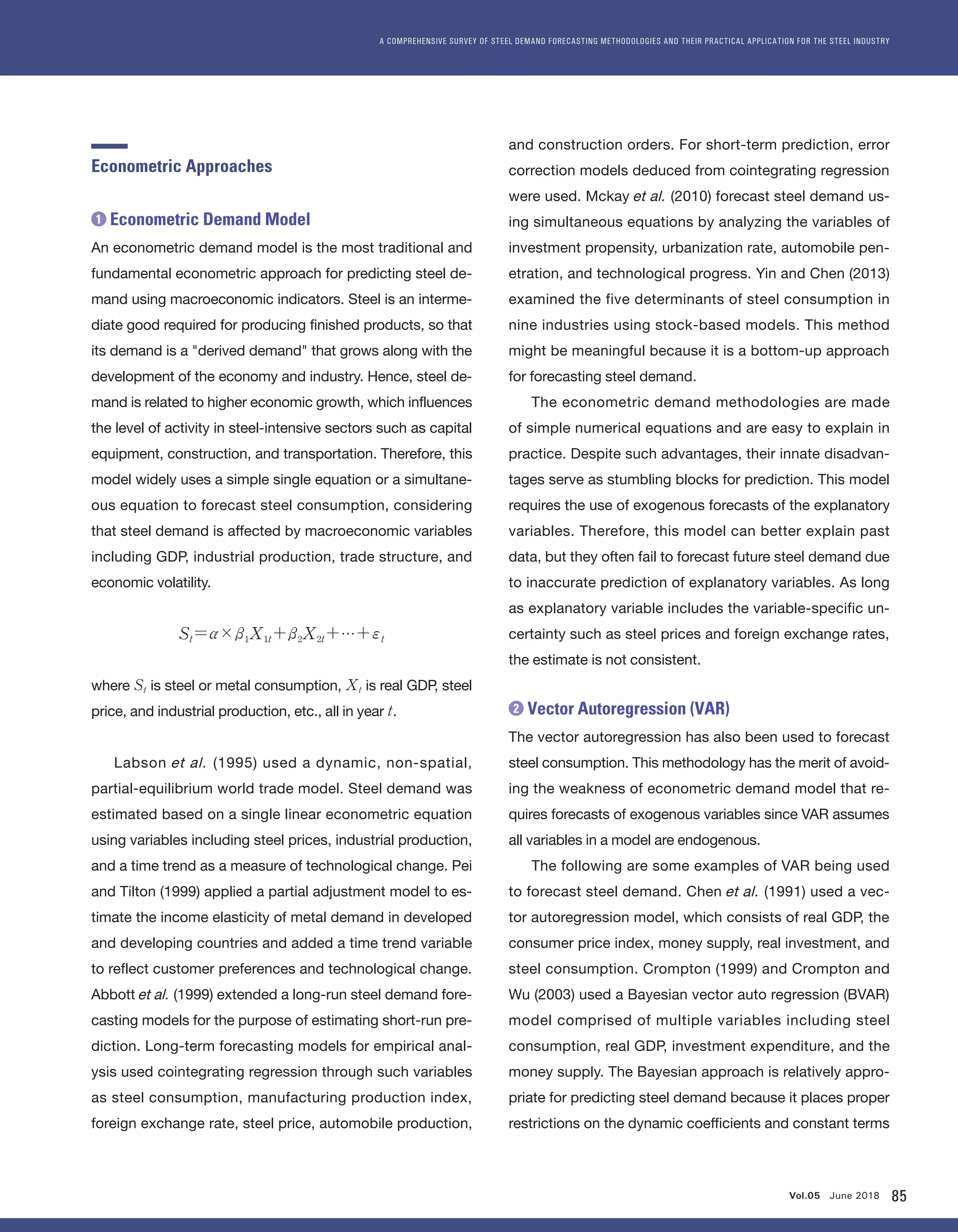 A Comprehensive Survey Of Steel Demand Forecasting Methodologies And