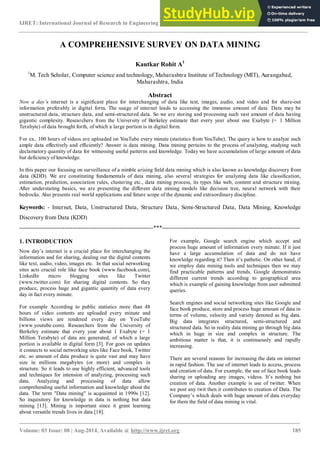 A COMPREHENSIVE SURVEY ON DATA MINING | PDF | Internet | Computing