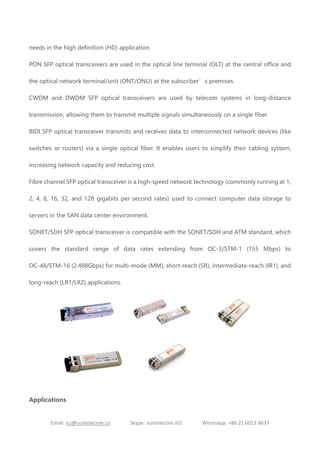 A Comprehensive Understanding of SFP Optical Transceiver | PDF