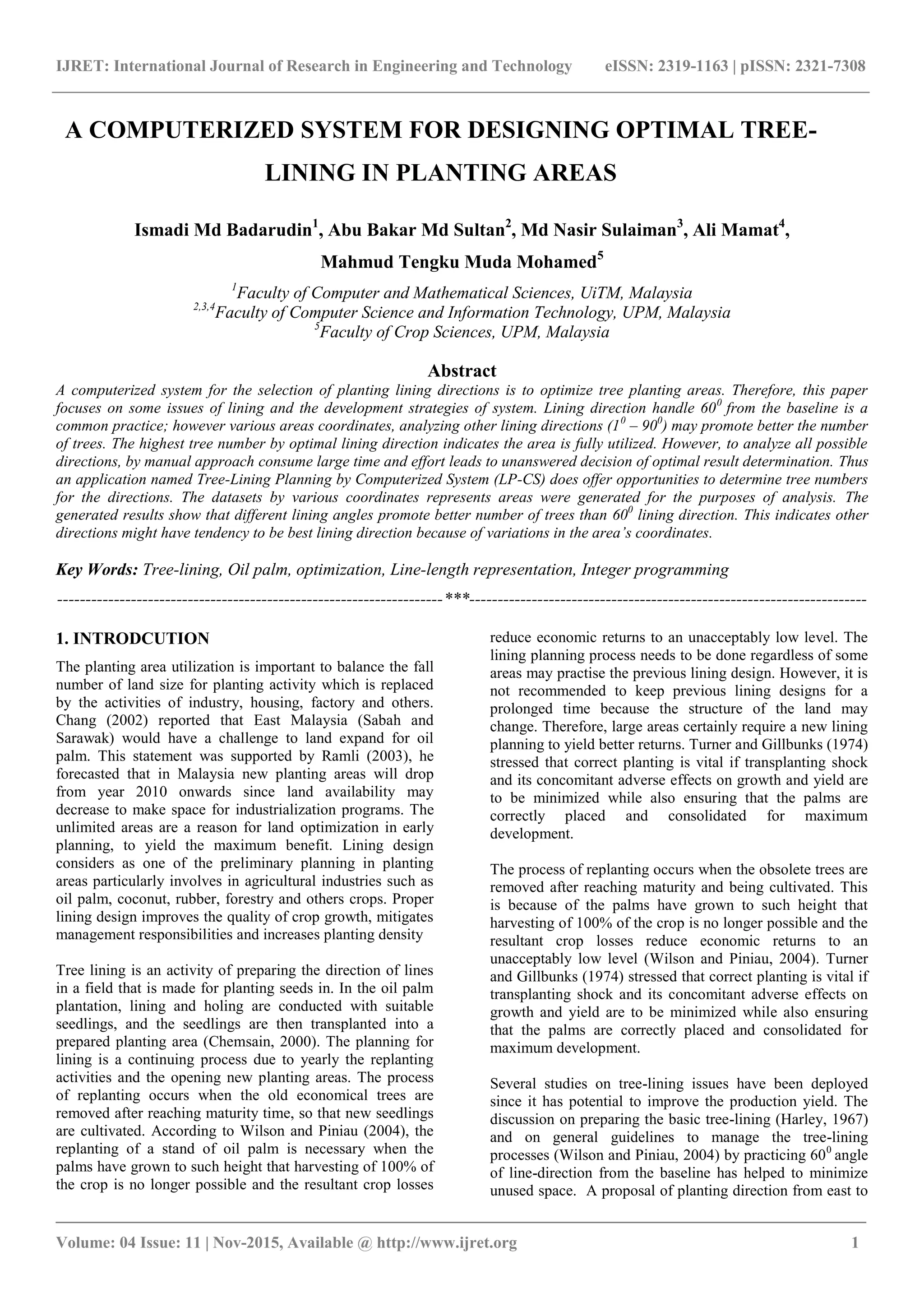 A computerized system for designing optimal tree lining in planting ...