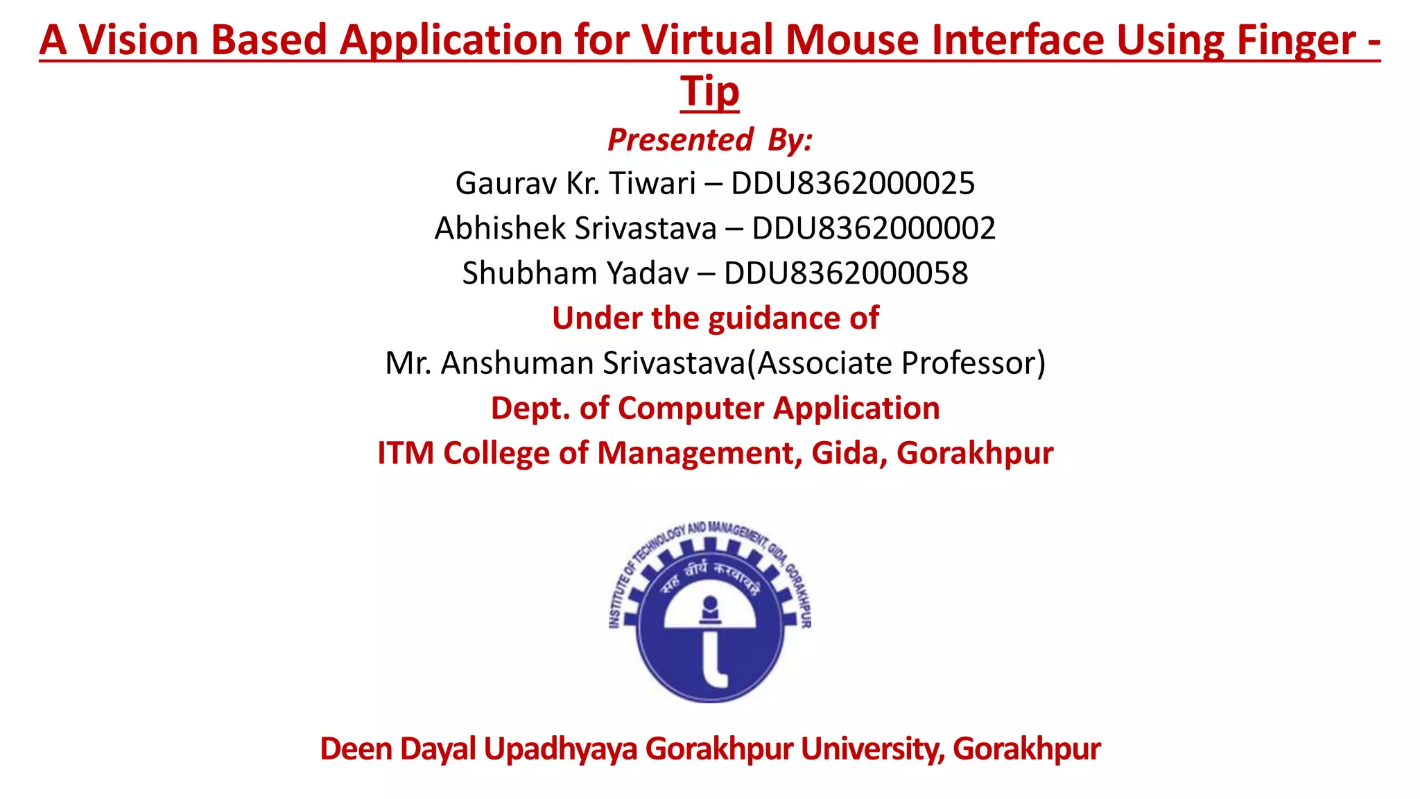 A computer vision based virtual mouse | PPT