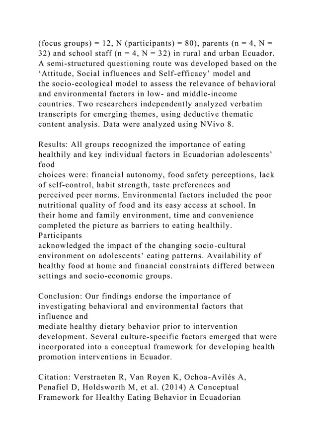 A Conceptual Framework for Healthy Eating Behavior inEcuador.docx ...