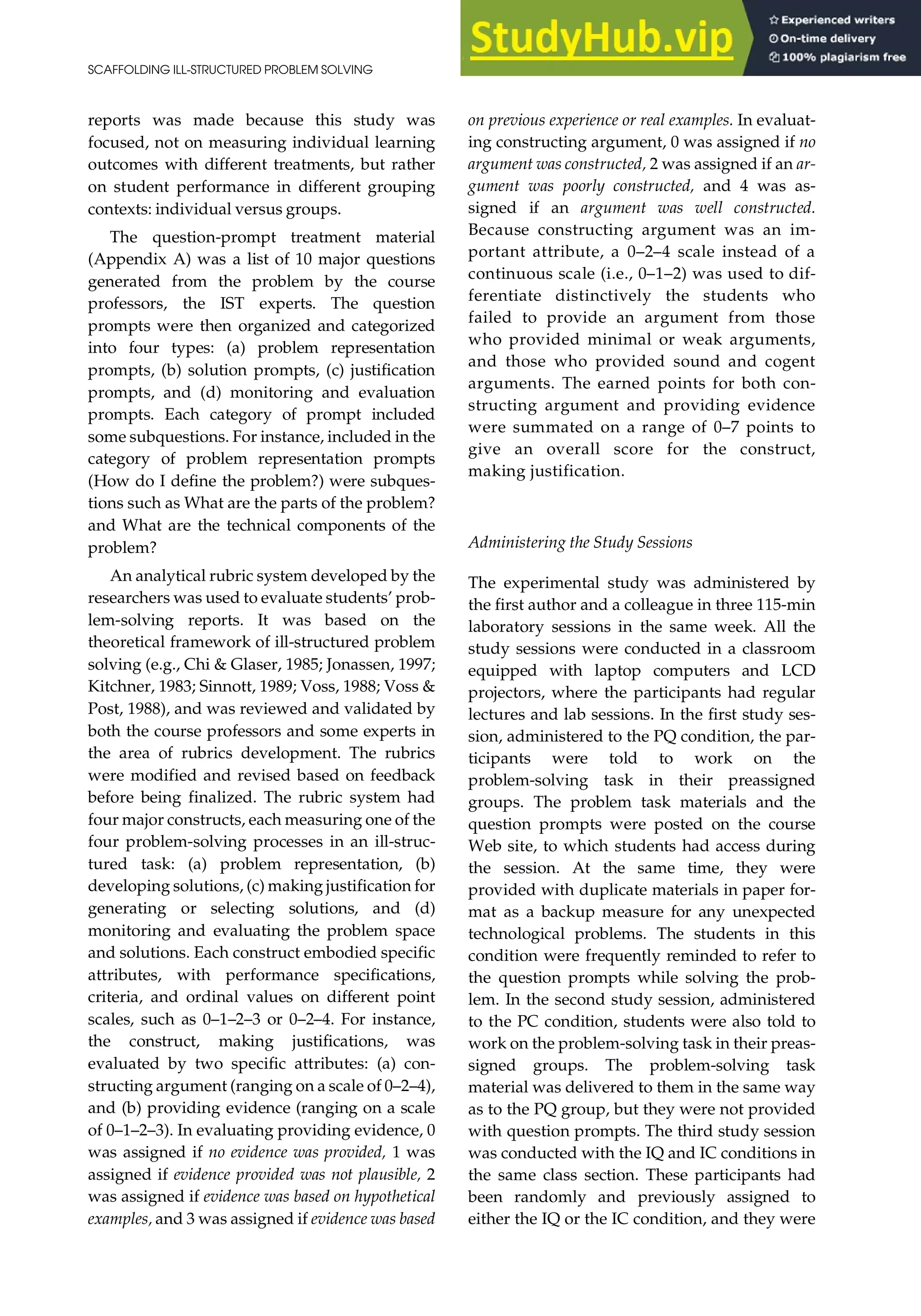 A Conceptual Framework For Scaffolding III-Structured Problem-Solving Processes Using Question ...